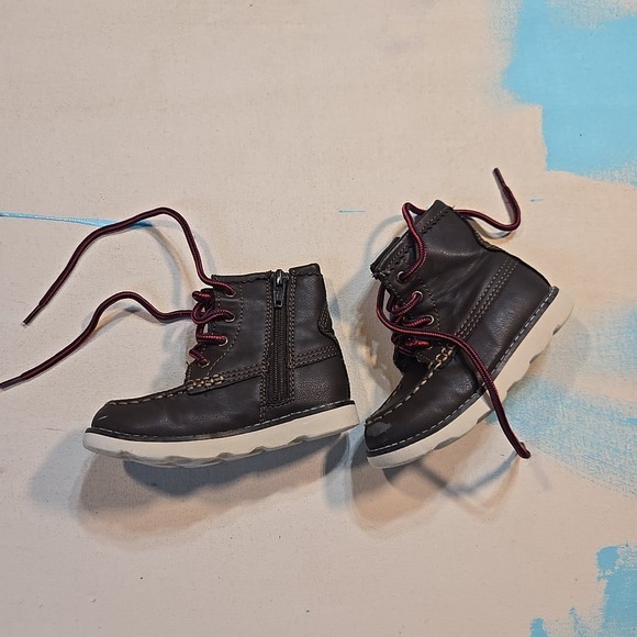 GAP | Shoes | Baby Gap Kids 7 Brown Moc Toe Lace Up Boots Red Laces ...